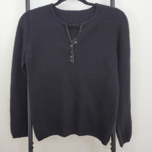 Caroll Paris | Sweaters | Caroll Paris Black Cashmere Rock Chic Sweater ...